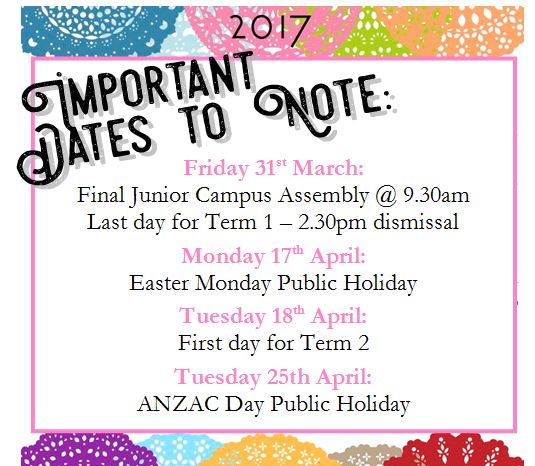 Important Dates to Note